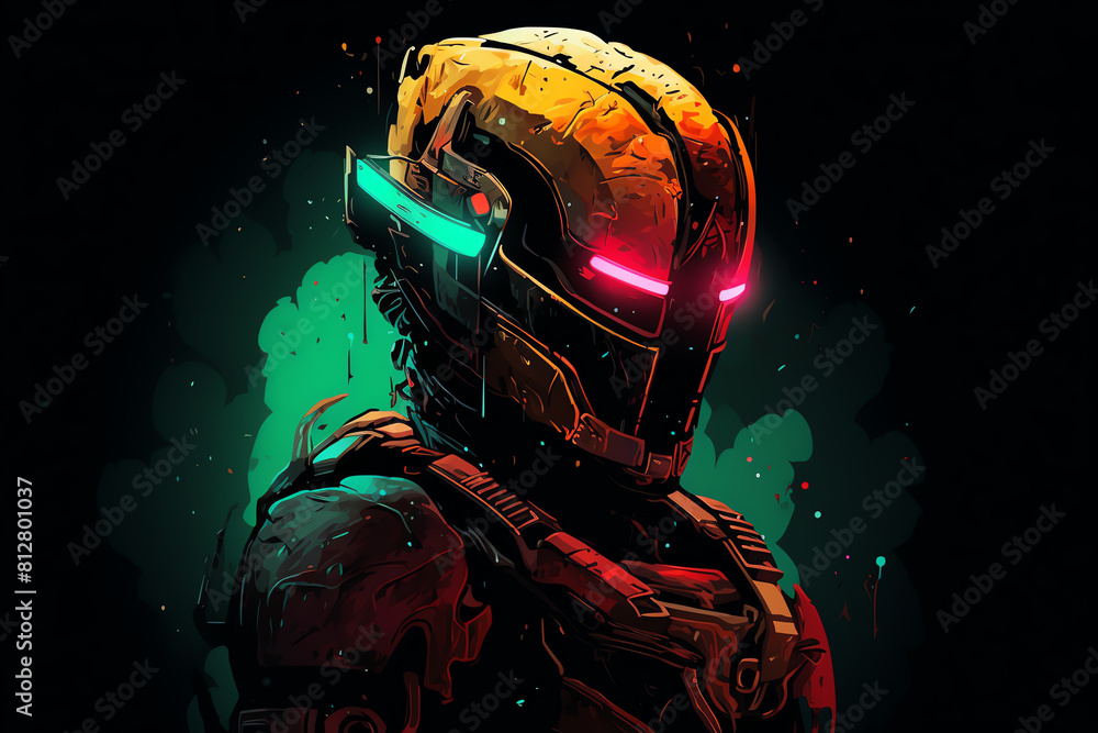 dead space flat design side view cosmic horror theme 3D render ...