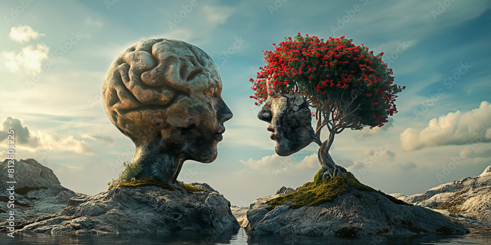 Concept of duality of mental and emotional intelligence with brain made ...