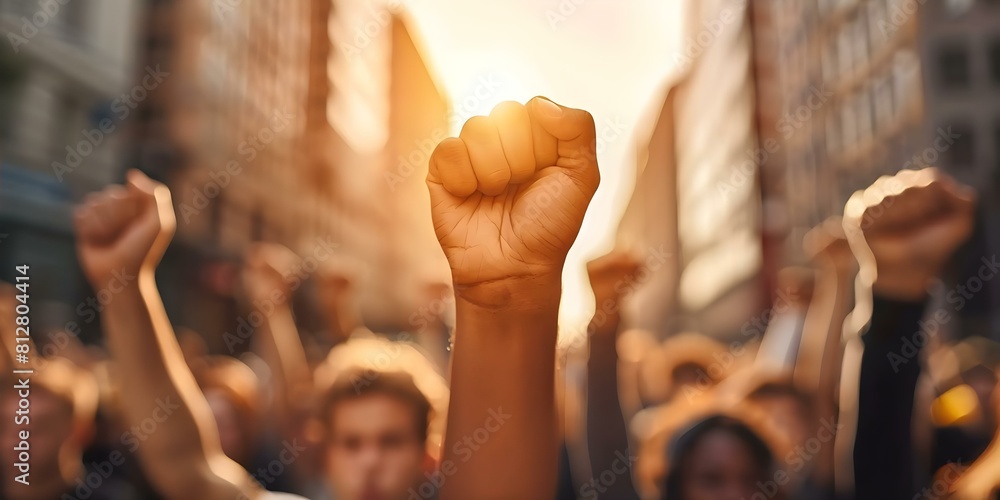 Protesters rally in urban areas with raised fists for a human rights ...