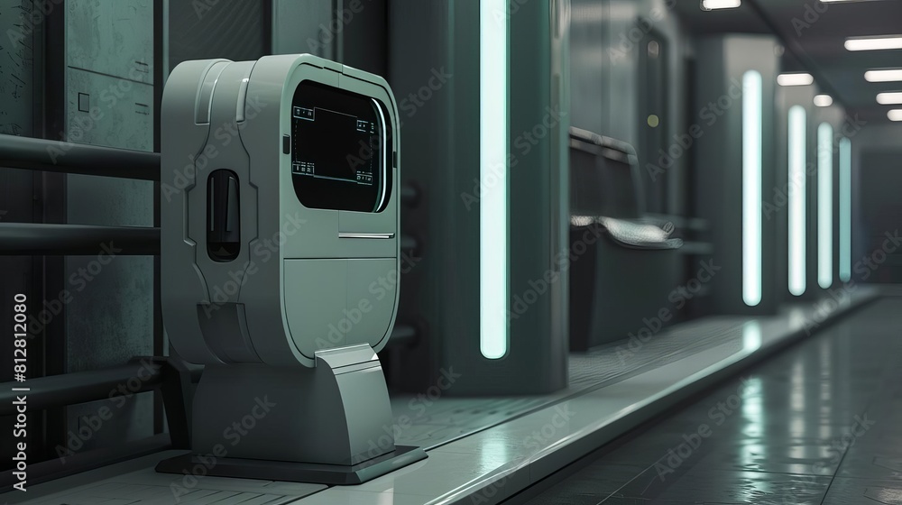 Security checkpoint with iris scanning technology, side view Iris scan ...