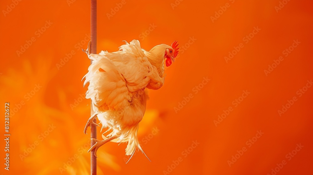 Raw Chicken performs a pole dance with an orange background Minimal ...