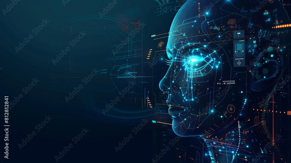 Facial Recognition Software Interface On A Security System Side View