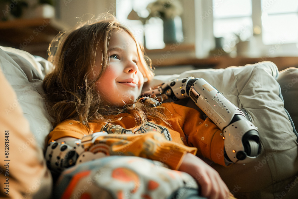 Bionic prosthetic hand for a girl, robotic arm for a child, integrating ...