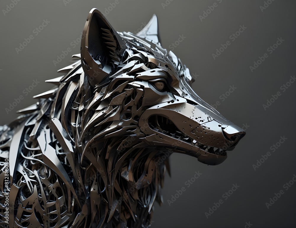 Metal wolf symbol, best for 3D Printed Models. generative AI Stock ...