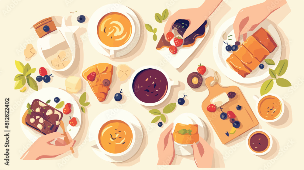 Coffee and tea break time poster set - top view of Stock Vector | Adobe ...