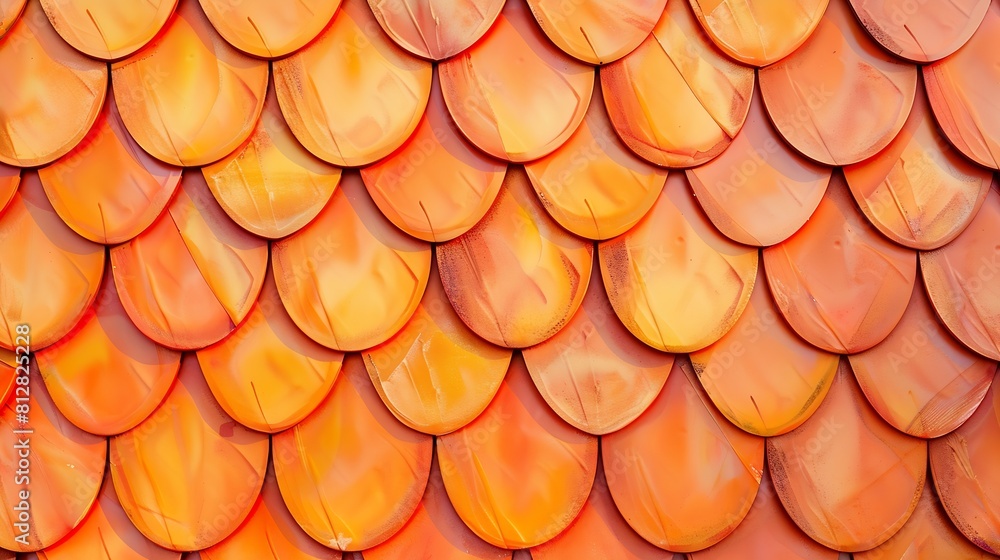 Roof orange tile pattern isolated on white background with clipping ...
