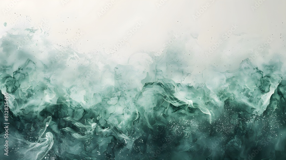 Abstract green watercolor background with splash, paint brush stroke ...