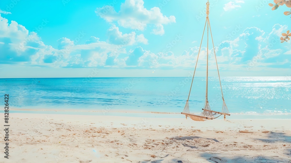Tropical beach background as summer landscape with beach swing or ...
