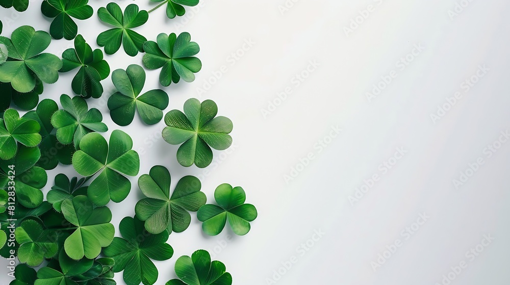Green four leaf clover creative layout isolated on white background ...