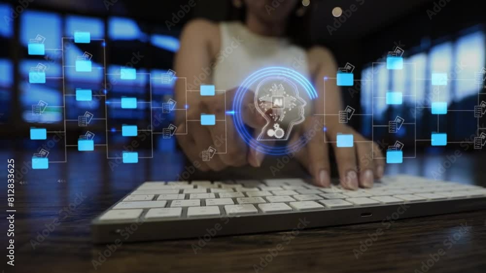 Ai Futuristic holographic interface of a file manager, folder structure ...