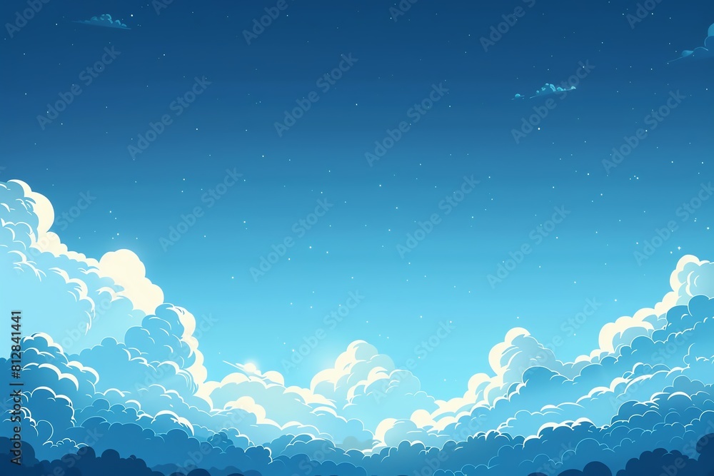 Blue Sky flat design front view day theme animation Monochromatic Color ...