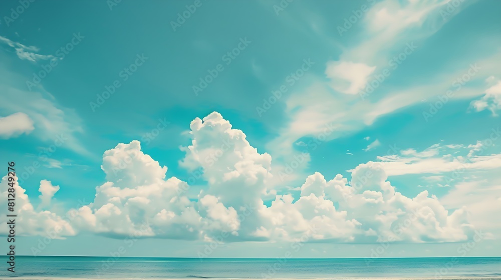 Beautiful tropical beach with blue sky and white clouds abstract ...
