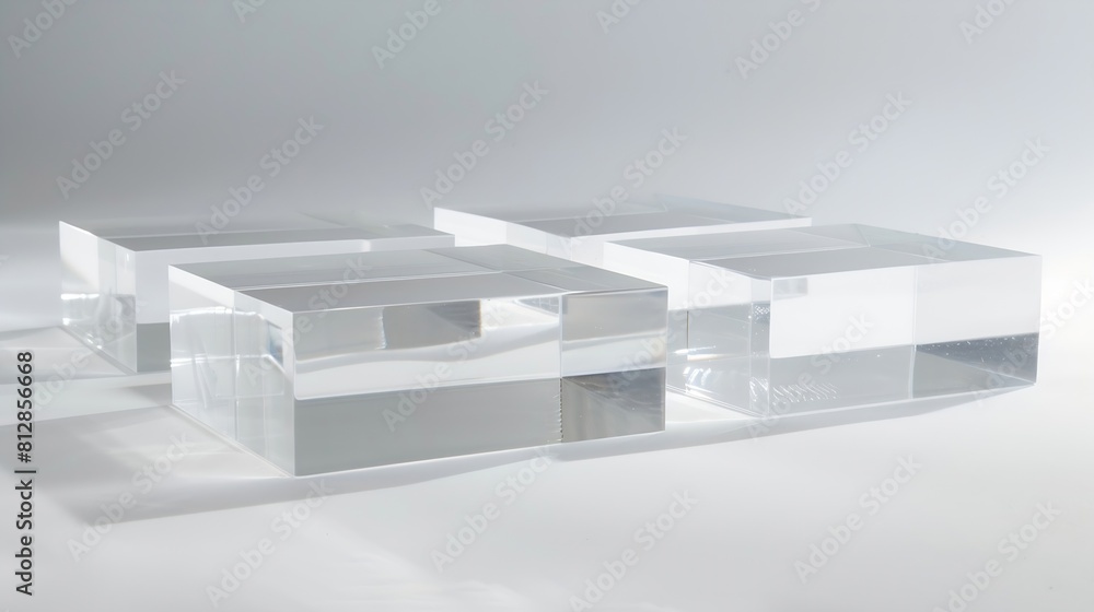 ACRYLIC BLOCKS 4 SOLID CLEAR PERSPEX BLOCKS PLINTHS Acrylic Rectangular ...