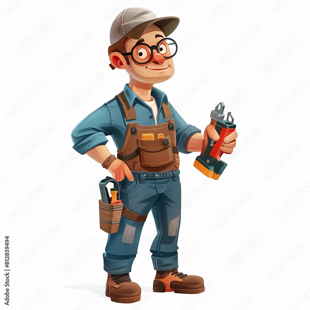 The illustration depicts a cartoon repairman performing maintenance ... The illustration depicts a cartoon repairman performing maintenance ...