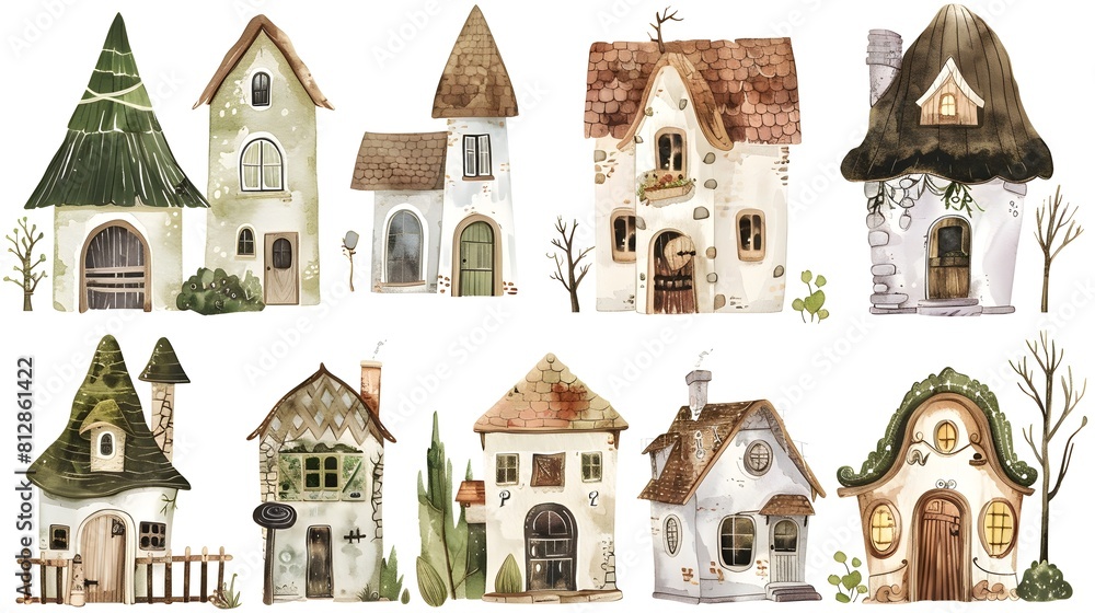 Whimsical Illustrated Fantasy Village with Unique Architectural Styles ...
