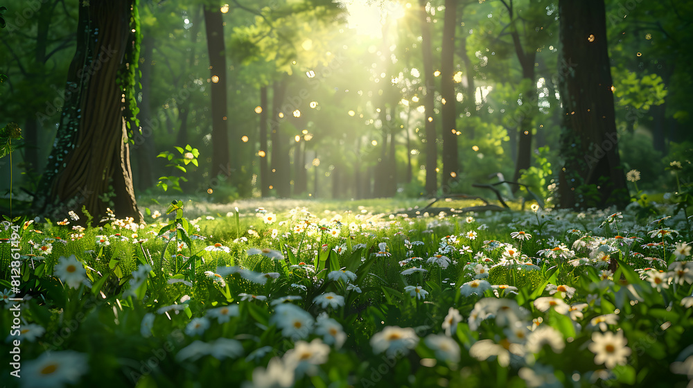 Enchanting Spring Awakening: Lush Forest Floor Blanketed with ...