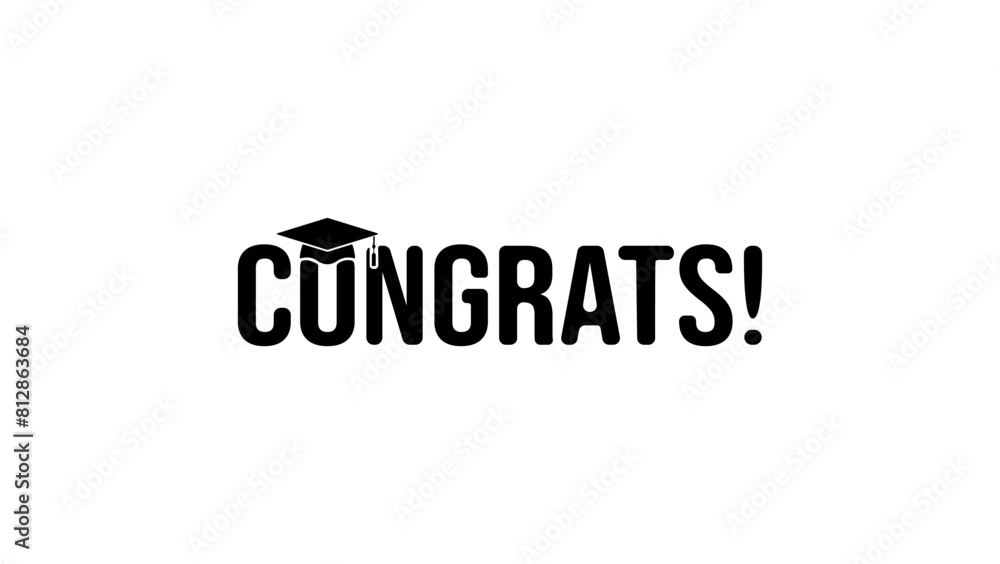 Congratulations vector banner for graduation party, black isolated ...