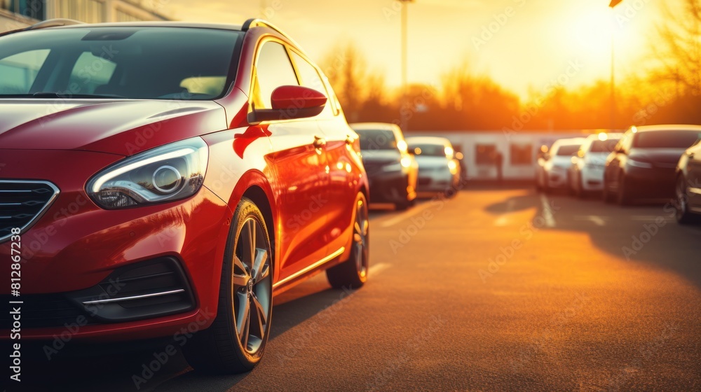 Car parked at outdoor parking lot. Used car for sale and rental service ...