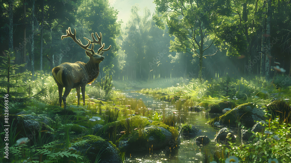 Vivid depiction of Wildlife thriving in undisturbed Old Growth Habitat ...