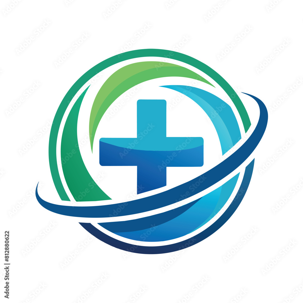 A clean and sleek blue and green logo featuring a cross symbol for a ...
