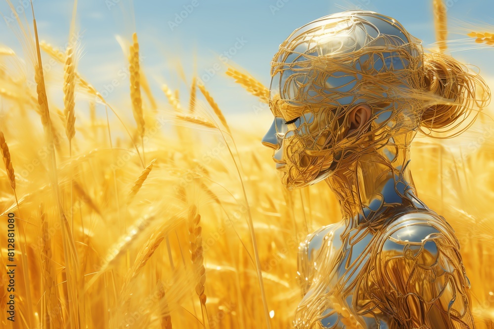 Golden Whisper A gentle whisper of wind in a golden wheat field, side ...