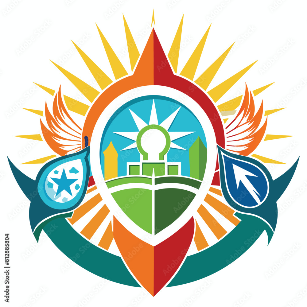 Logo featuring symbols representing a soccer teams identity, such as a ...