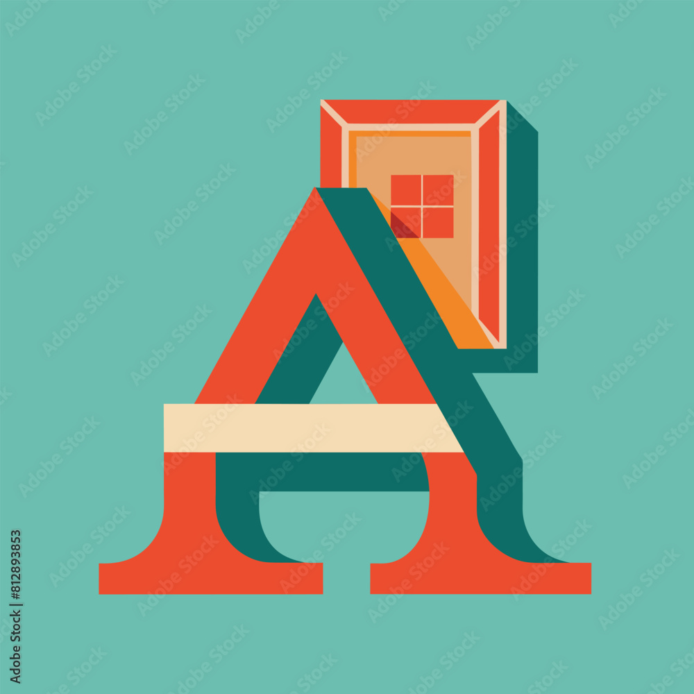 Bold letter with transparent window above it, Minimalist design ...