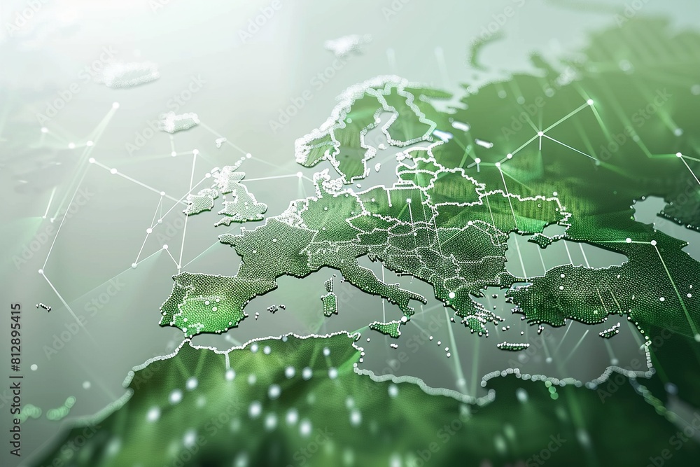 Digital Map of Europe with Global Network Connections,Global Network ...