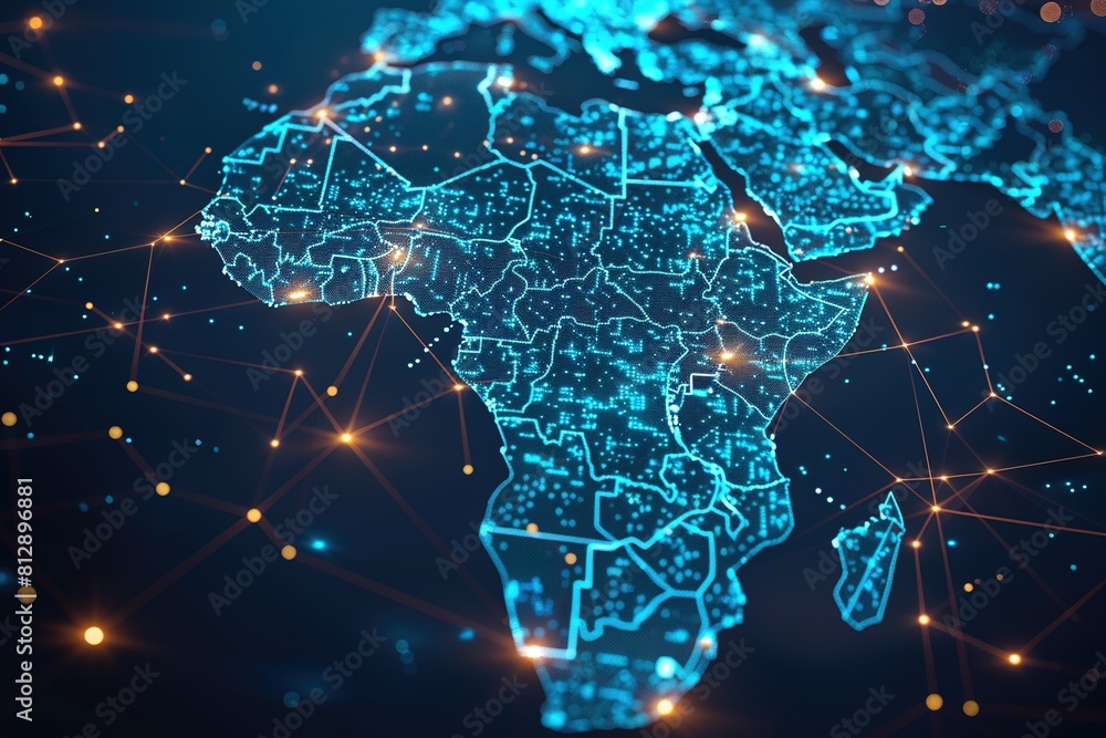 Global Network Across Africa Representing Smart Choices, Digital Map of ...