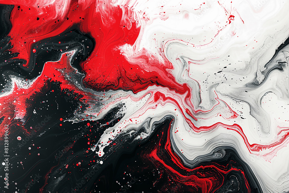 Contemporary Abstract Paint Swirls Background in Beautiful red black ...