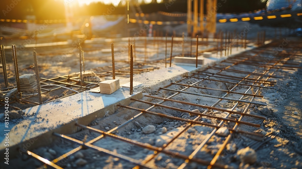 Foundation layout in a construction site marked in white Onsite layout ...