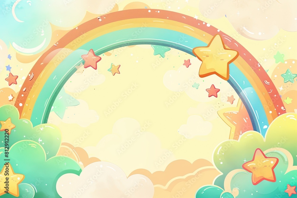 Cute Cartoon Frame Design with Blue Background and Star Border ...