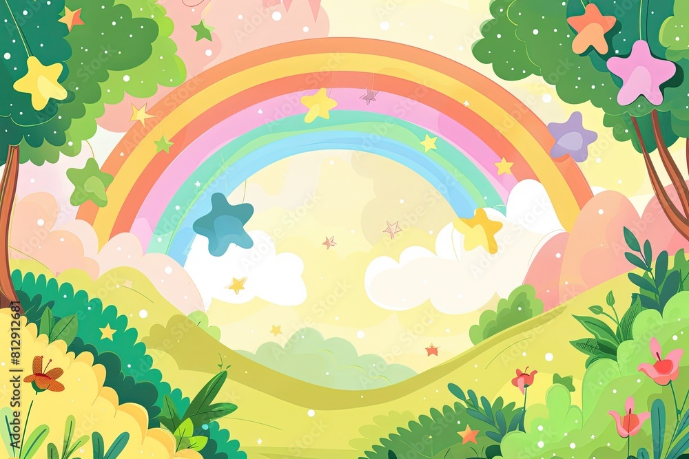 Cute Cartoon Frame Design with Blue Background and Star Border ...