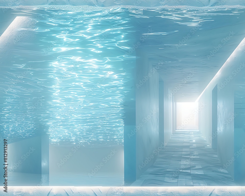 Design a minimalist underwater scene with a focus on symmetry and ...