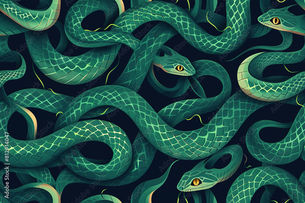 green Snakes Background Tile | Reptilian Design | Serpent Patterns ...