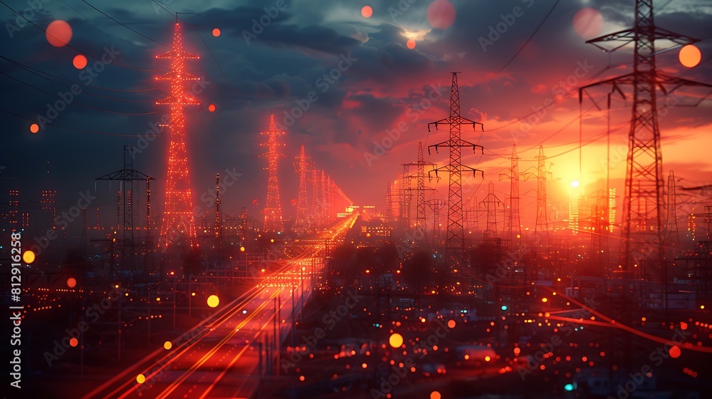 Advanced power grid software monitor displaying high-resolution data on ...