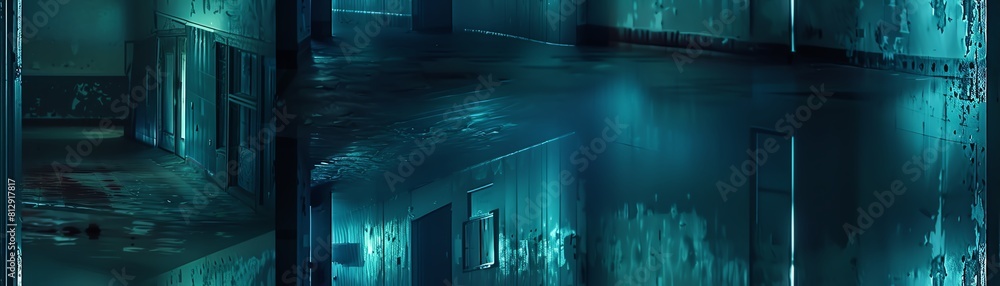 Craft minimalist horror visuals from a dynamic tilted angle perspective ...