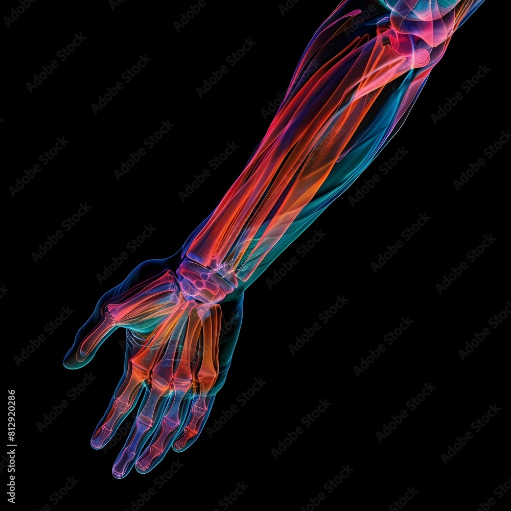 Neon Glow D Model Illustrating Human Arm Muscles Biceps and Triceps ...