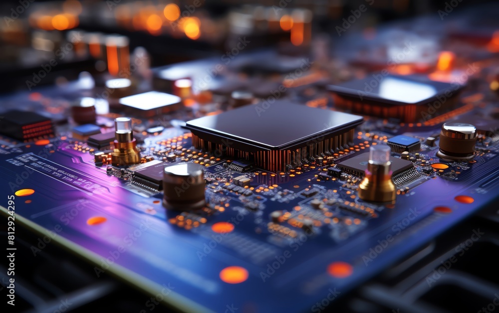 Semiconductor chip fabrication area, close up, displaying detailed ...