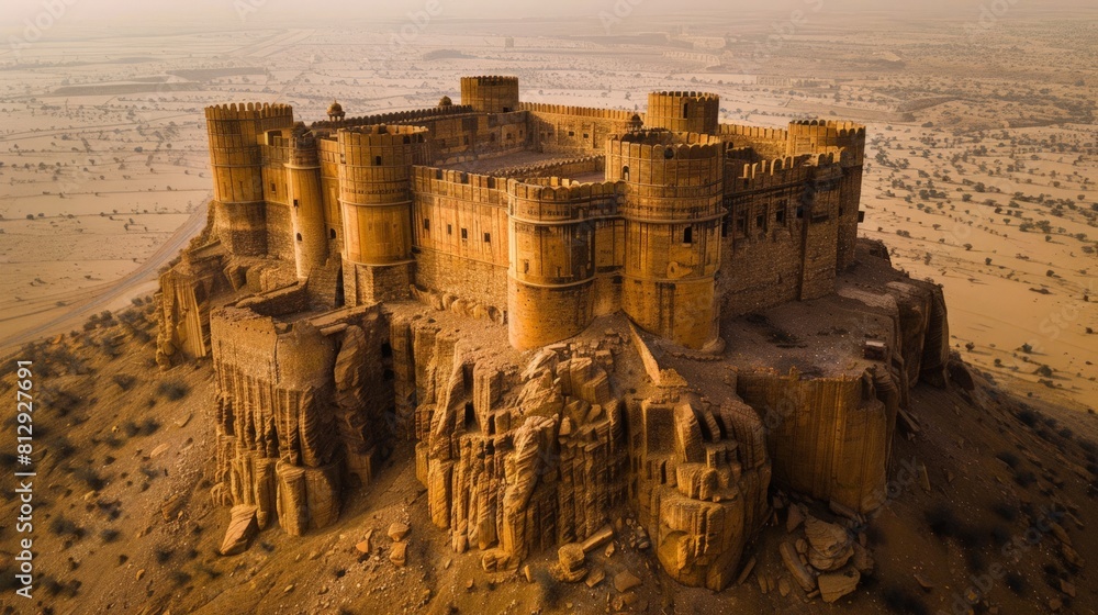 The Derawar Fort in the Cholistan Desert Pakistan an imposing square ...
