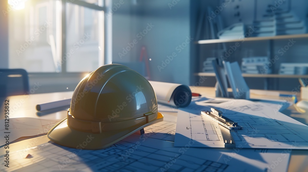 Construction company Concept construction business Layout of the house ...