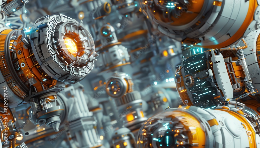 Capture the essence of a parallel universe where high-tech Robotics ...