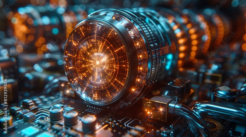 Detailed view of a quantum computing monitor displaying complex qubit ...