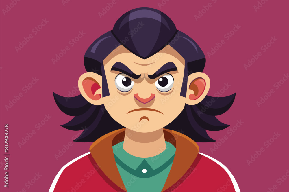 Cartoon character depicting a man with a serious expression on his face ...