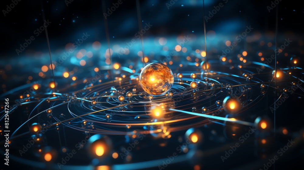 Conceptual representation of physics concepts showing a 3D model of an ...
