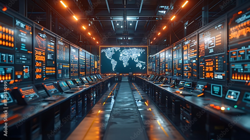 Hyperrealistic Screen Showing Real Time Logistics Data Including Detailed Maps Of Shipping