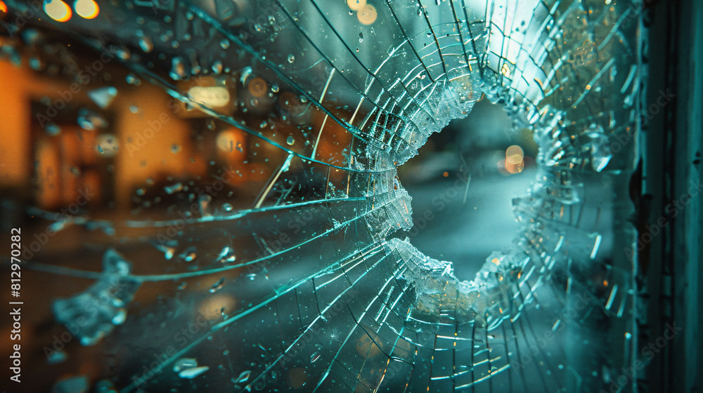 A shattered glass window with a broken screen effect, evoking feelings ...