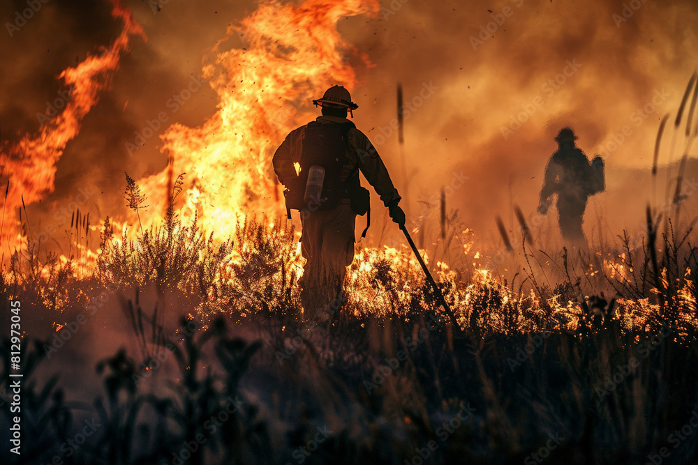Firefighters setting a controlled burn to prevent larger wildfires ...