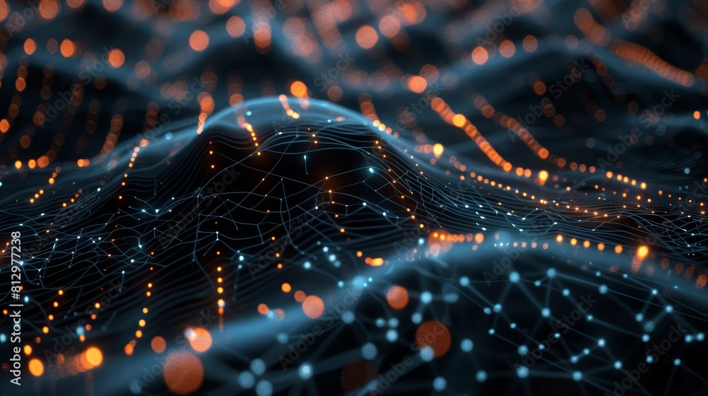 Neural Networks Flat Design Front View Deep Learning Theme 3d Render Complementary Color Scheme