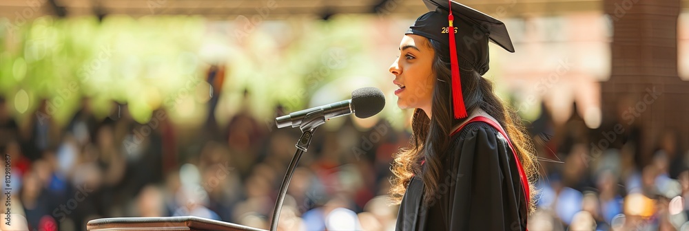 Valedictorian gives commencement speech to group of student graduates ...